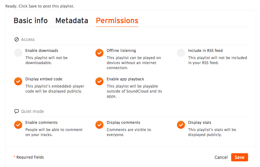 Enabling app playback when uploading a playlist – SoundCloud Help Center